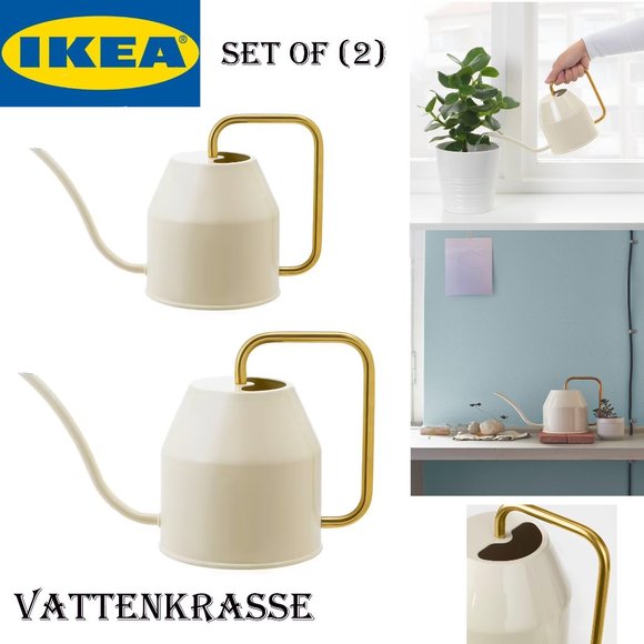 IKEA | Other | Set Of 2 Ikea Vattenkrasse Watering Can Ivory Gold New ...